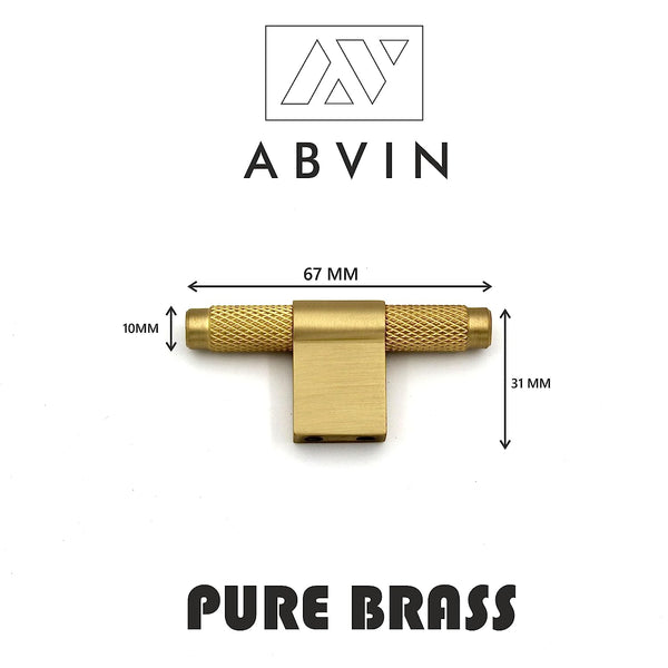 ABVIN Premium Knurled Satin Brass Handles, Modern Gold Cabinet Hardwar - A B V I N